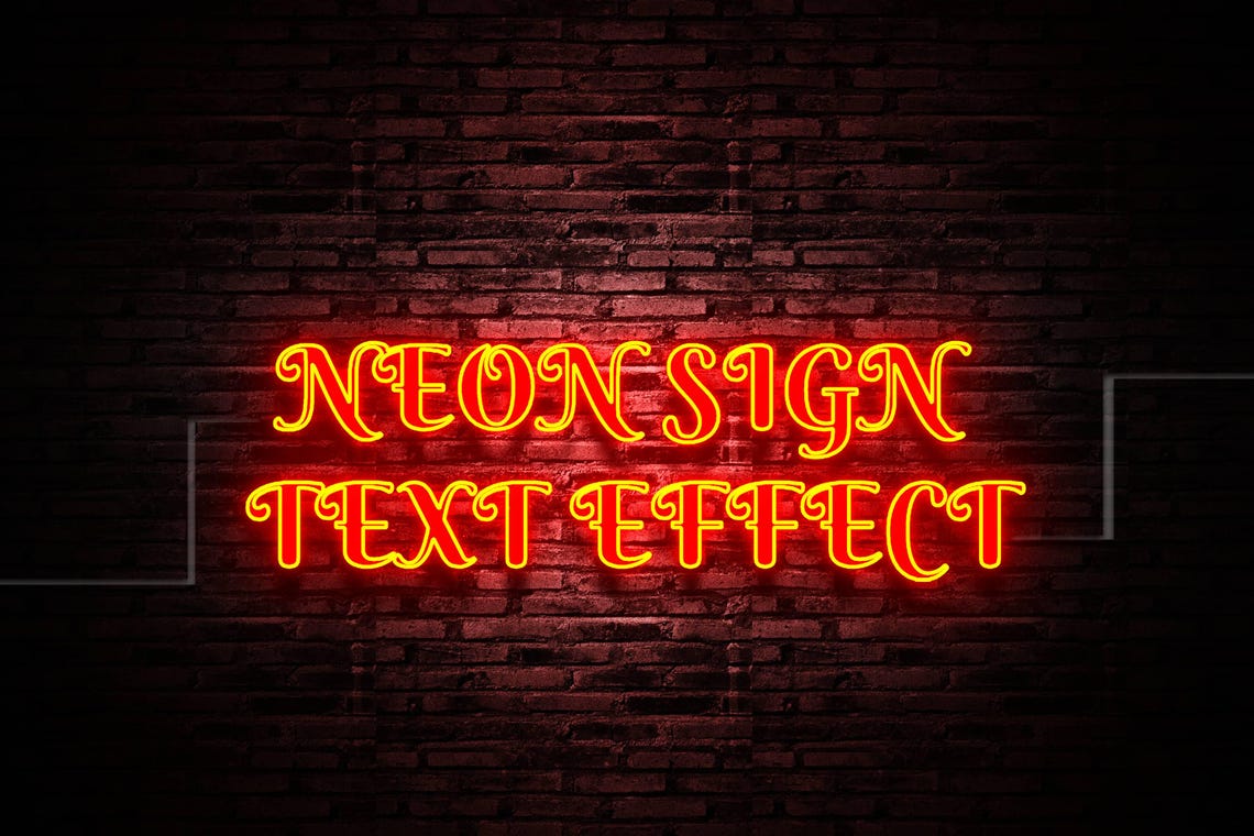 Neon Sign Photoshop PSD Text Effect Template Instant Download - Etsy