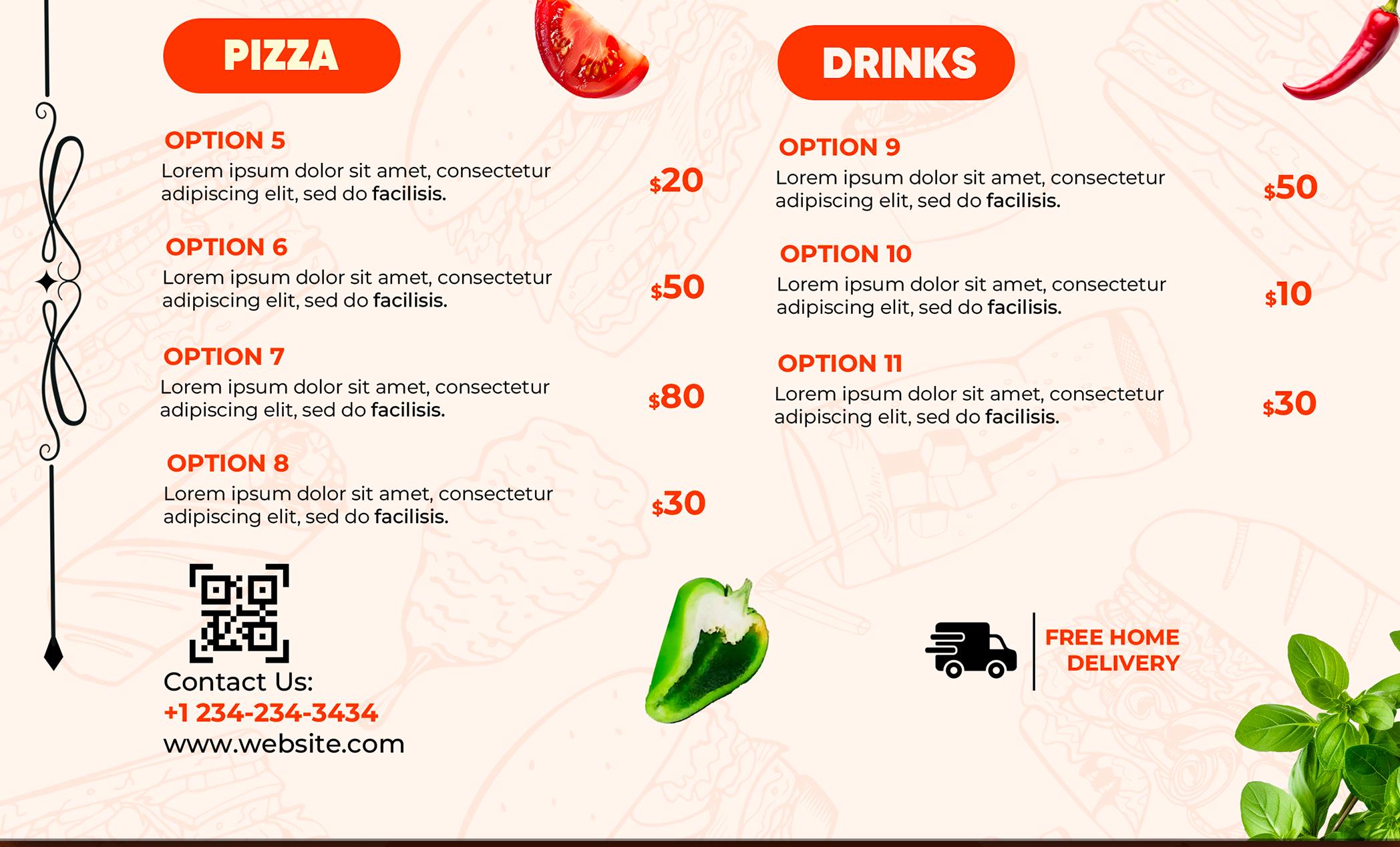 Middle Eastern Restaurant Menu Template: Editable PSD Flyer (digital ...