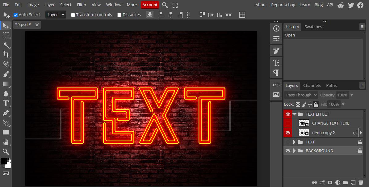 Neon Sign Photoshop PSD Text Effect Template Instant Download - Etsy
