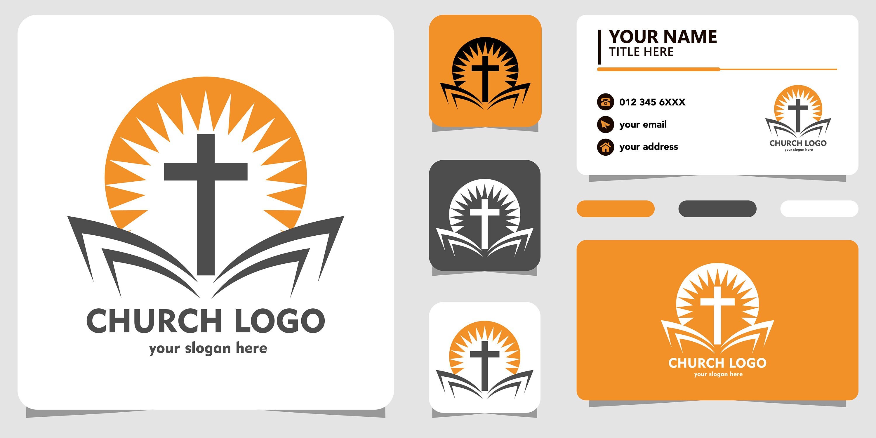 Church Premade Logo Sun Cross Bible With Ministry Name EPS SVG PNG ...
