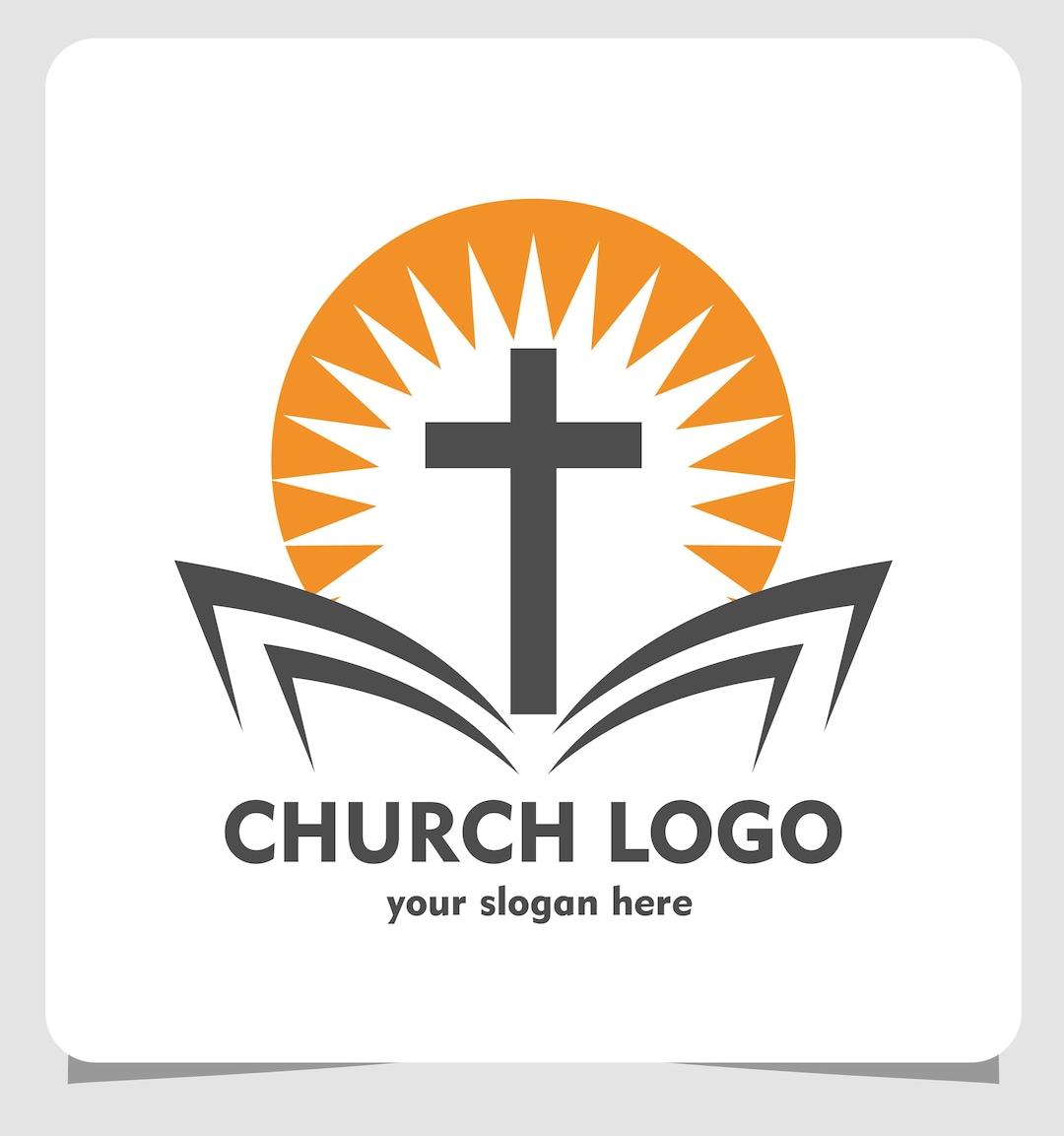 Church Premade Logo Sun Cross Bible With Ministry Name EPS SVG PNG ...