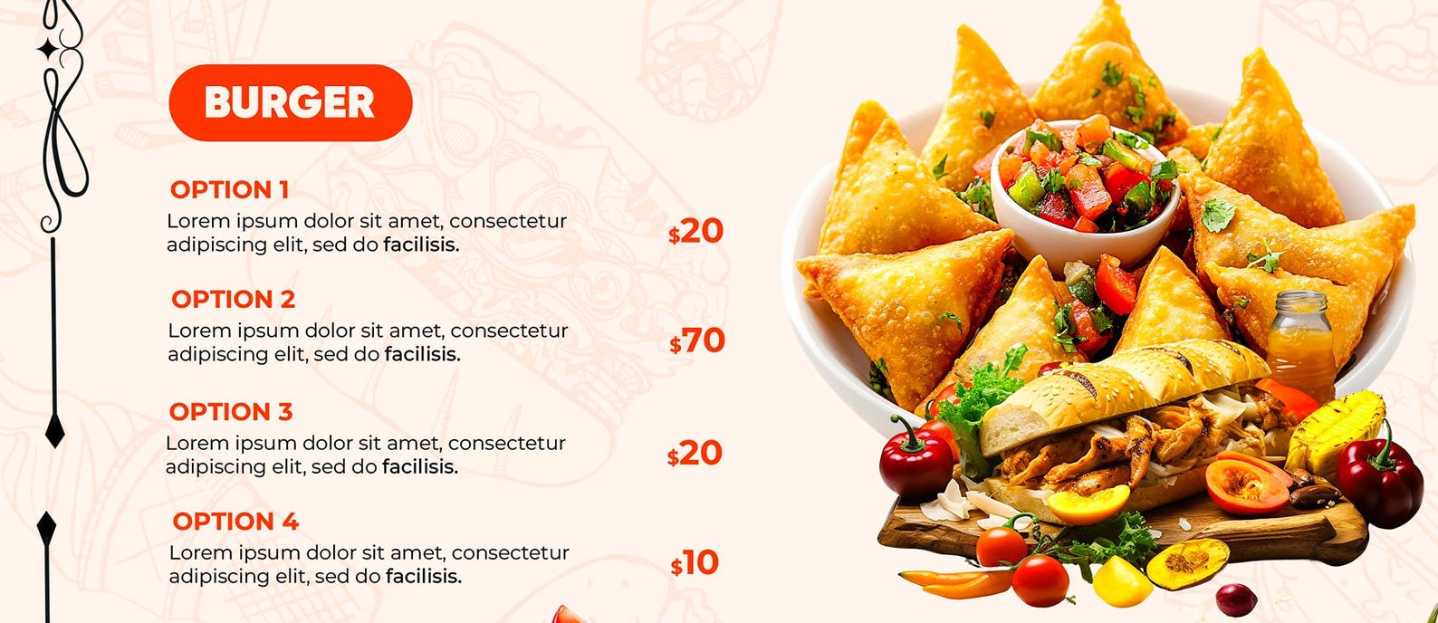 Middle Eastern Restaurant Menu Template: Editable PSD Flyer (digital ...