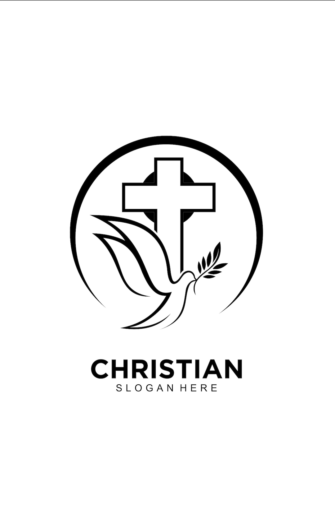 Christian Church Premade Logo Cross Circle Dove With Ministry Name SVG ...