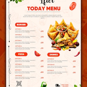 Middle Eastern Restaurant Menu Template: Editable PSD Flyer (digital ...