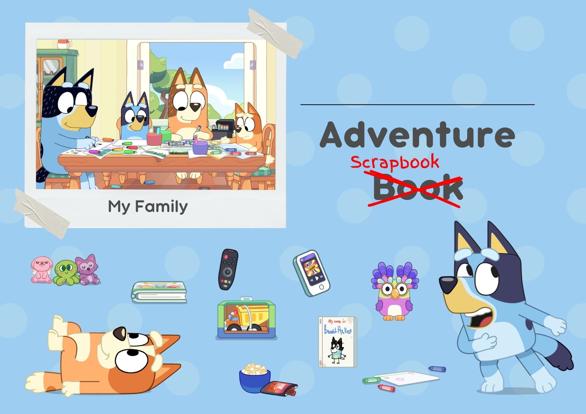 Bluey's Scrapbook and Photo Book for Kids, 25 Page Included for Digital ...