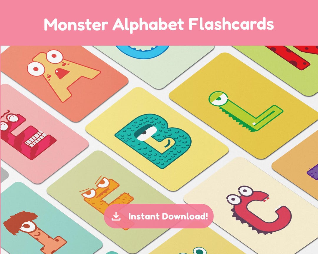 Monster Alphabet Flashcards – Printable ABC Learning Cards (PDF) - Etsy