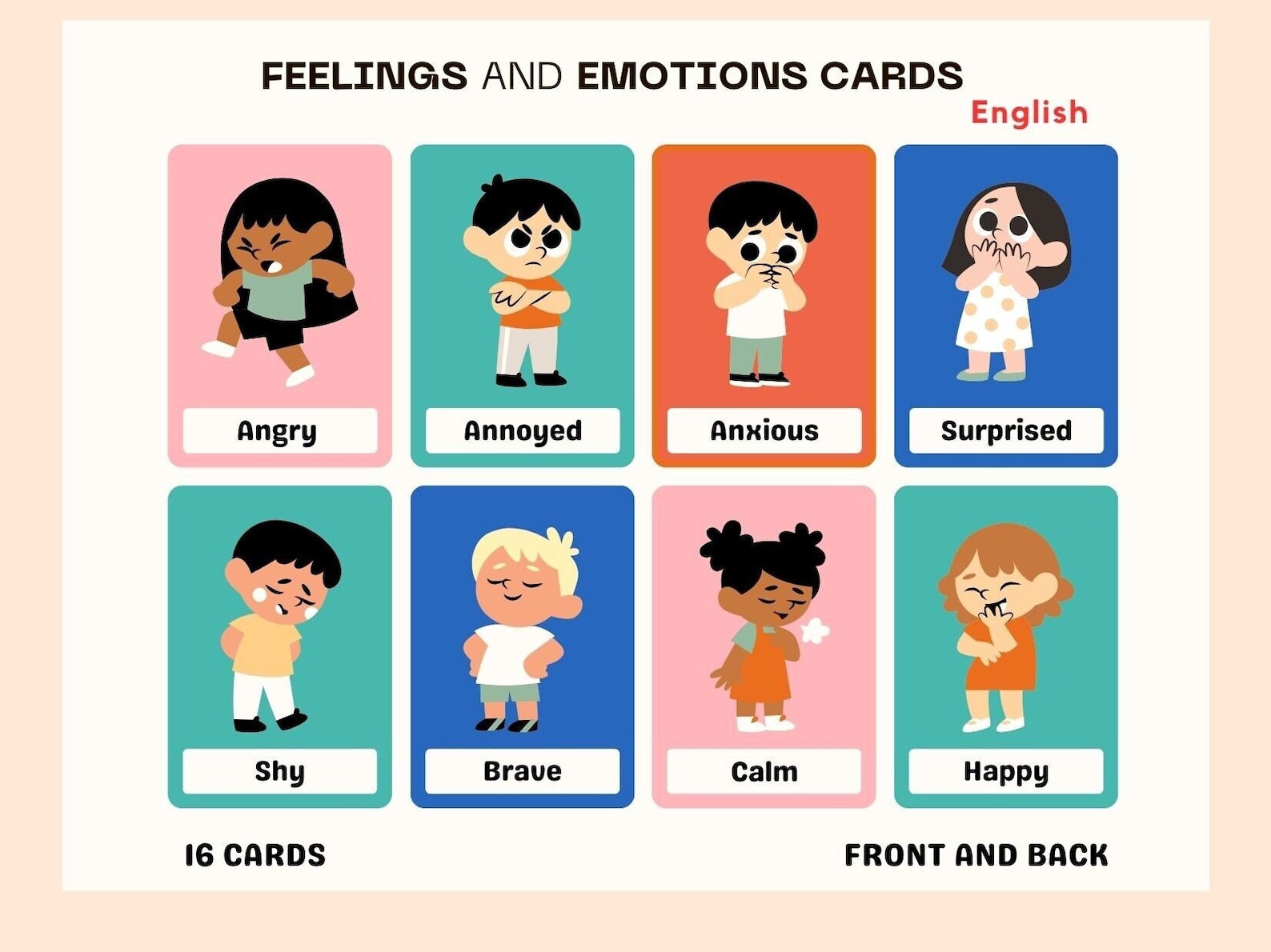 Kids Emotions Flash Cards: Feelings Expression (digital Download) - Etsy