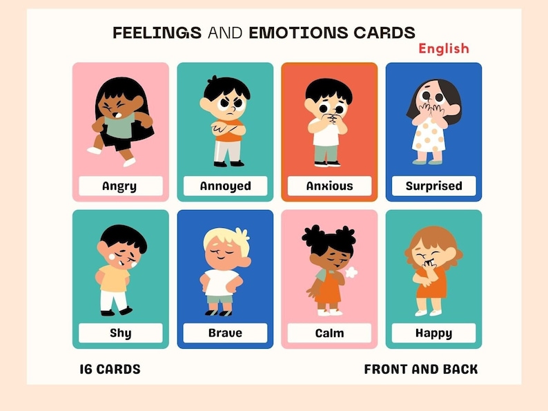Kids Emotions Flash Cards: Feelings Expression (digital Download) - Etsy