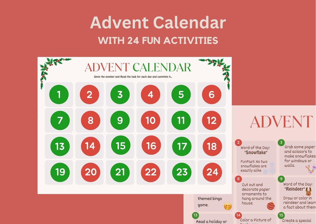 Advent Calendar for Christmas ,24 Days of Fun Holidays Activities, and ...