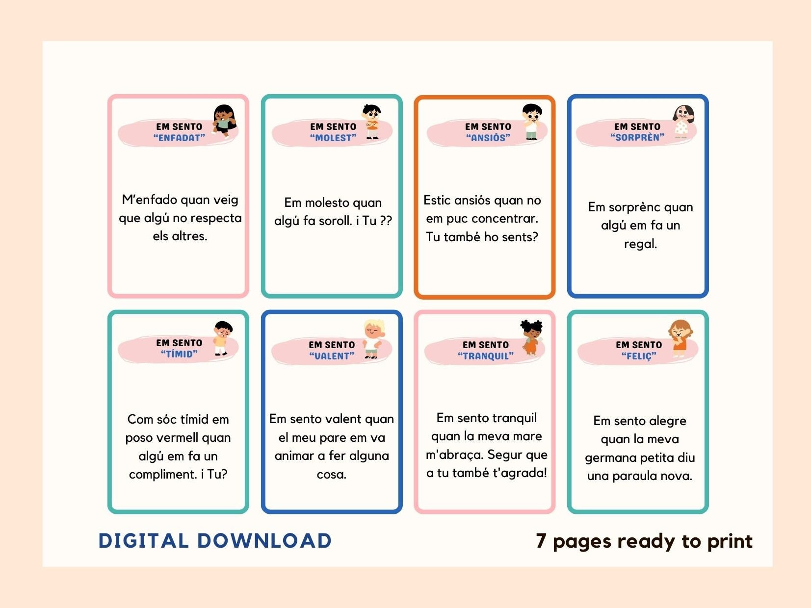 Catalan Emotions & Feelings Flashcards: Enhance Your Kids Emotional ...