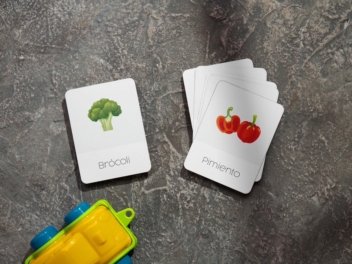 Vegetable Flash Cards – Spanish Learning, Kids Education (digital ...