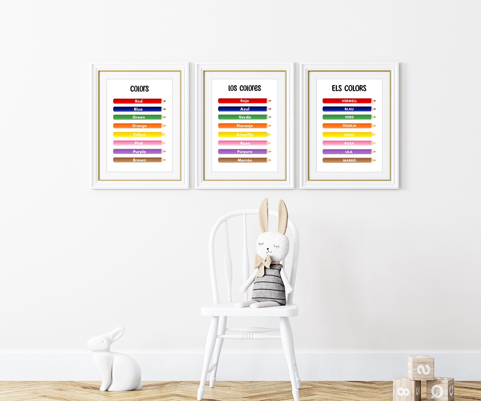 3 Color Names Posters in English Spanish & Catalan for Kids - Etsy