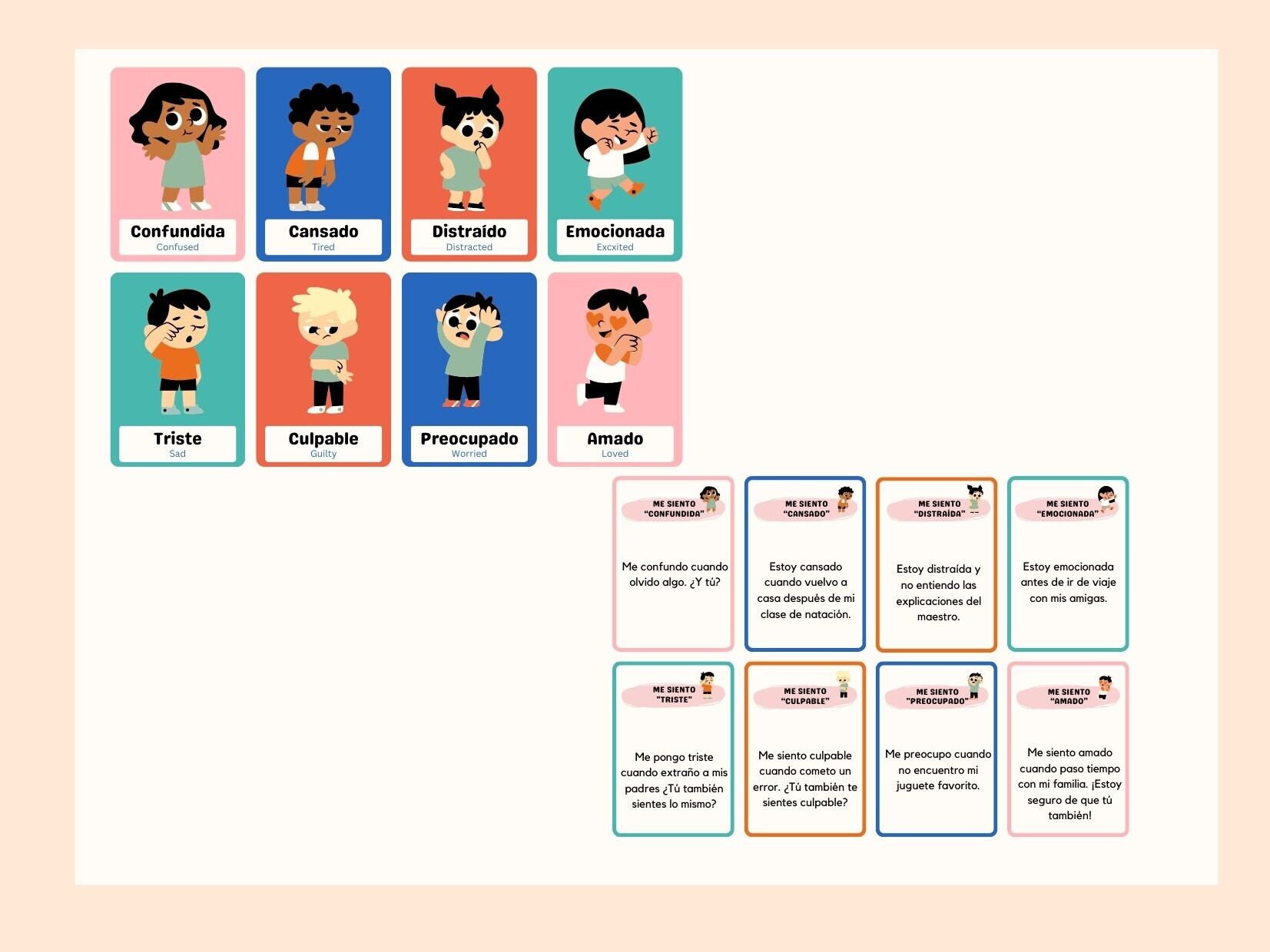 Spanish Emotions Flashcards for Kids: Bilingual Learning (digital ...
