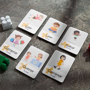 32 Spanish Verbs Flashcards With English Translation for Homeschooling ...