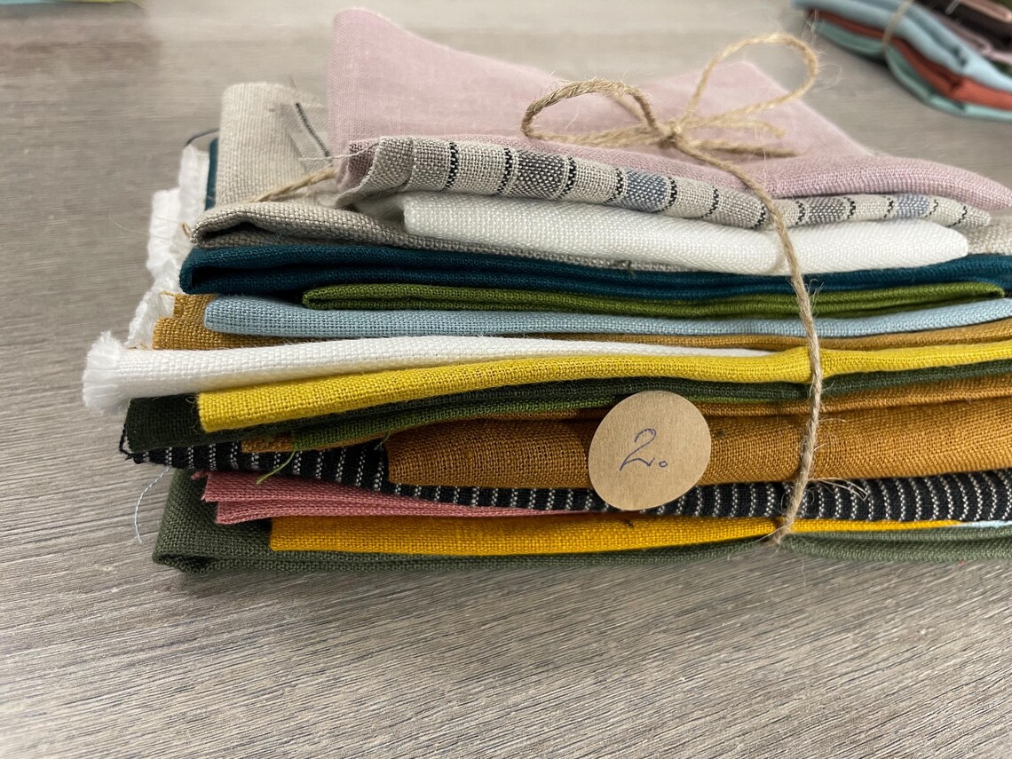 Natural Linen Scraps, Linen Scraps Bundle, Washed Coloured Linen Bundle ...