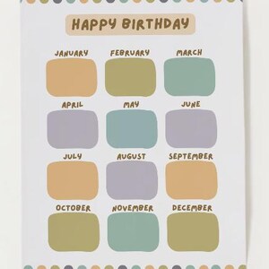 Pre-k elementary Birthday Chart Poster - Etsy