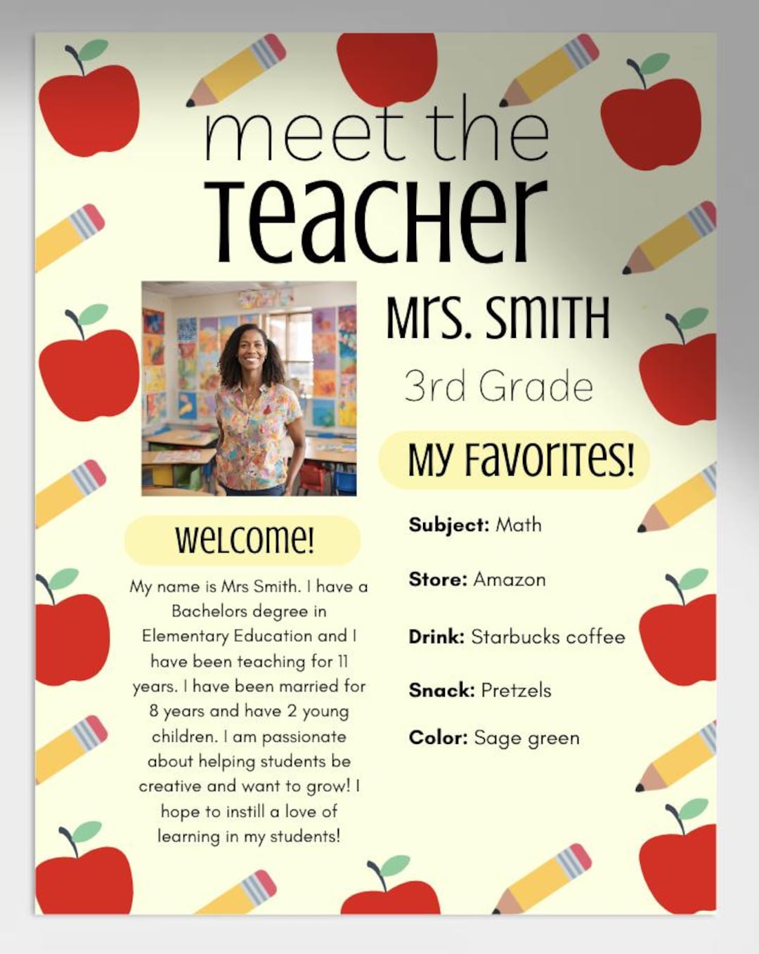 Back to School Meet-the-teacher Letter Template, Apple Theme (editable ...