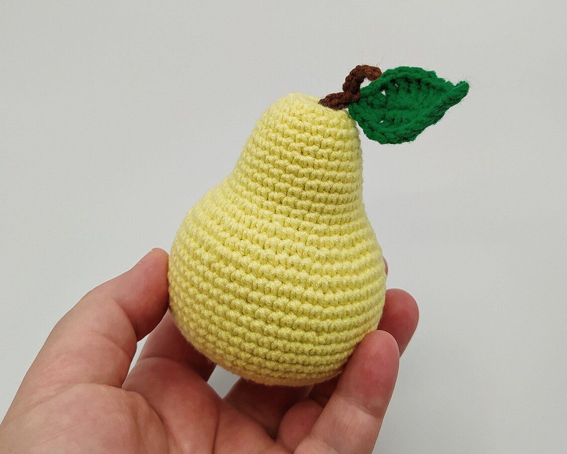 Green Pear Crochet Fruit, Soft Toy Pear, Fruit Plush, Amigurumi Food ...