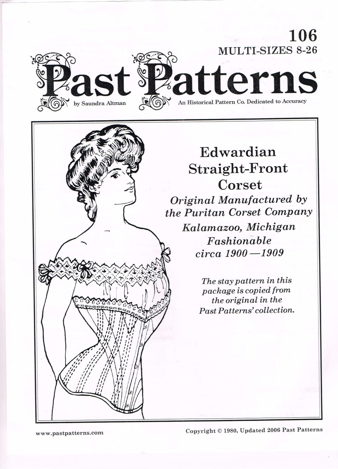 Past Patterns 106 (uncut) Edwardian Straight-front Corset for Sizes 8 ...