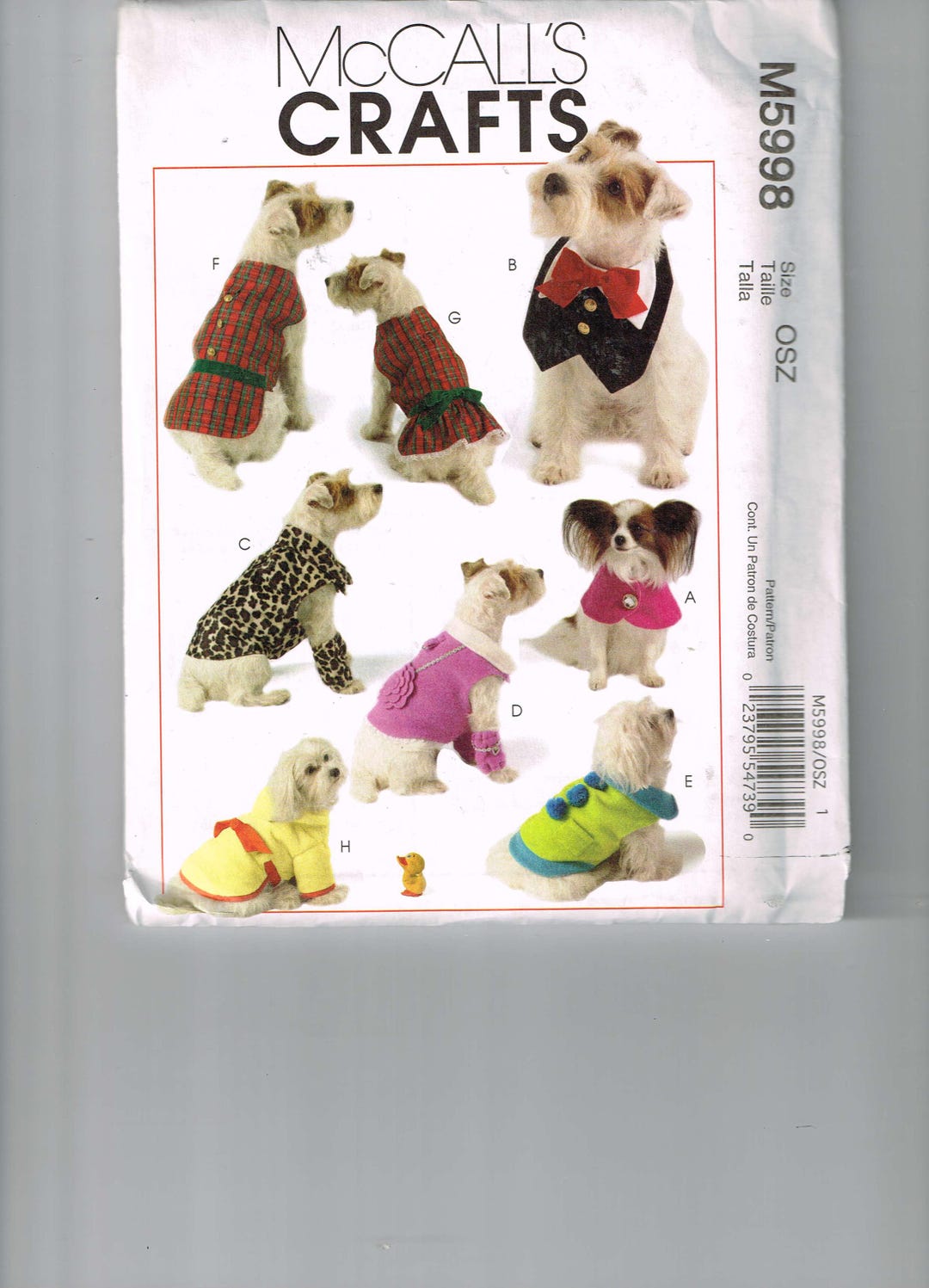 OOP NEW Mccall's Craft M5998 Pet Clothes for Sizes S-XL - Etsy