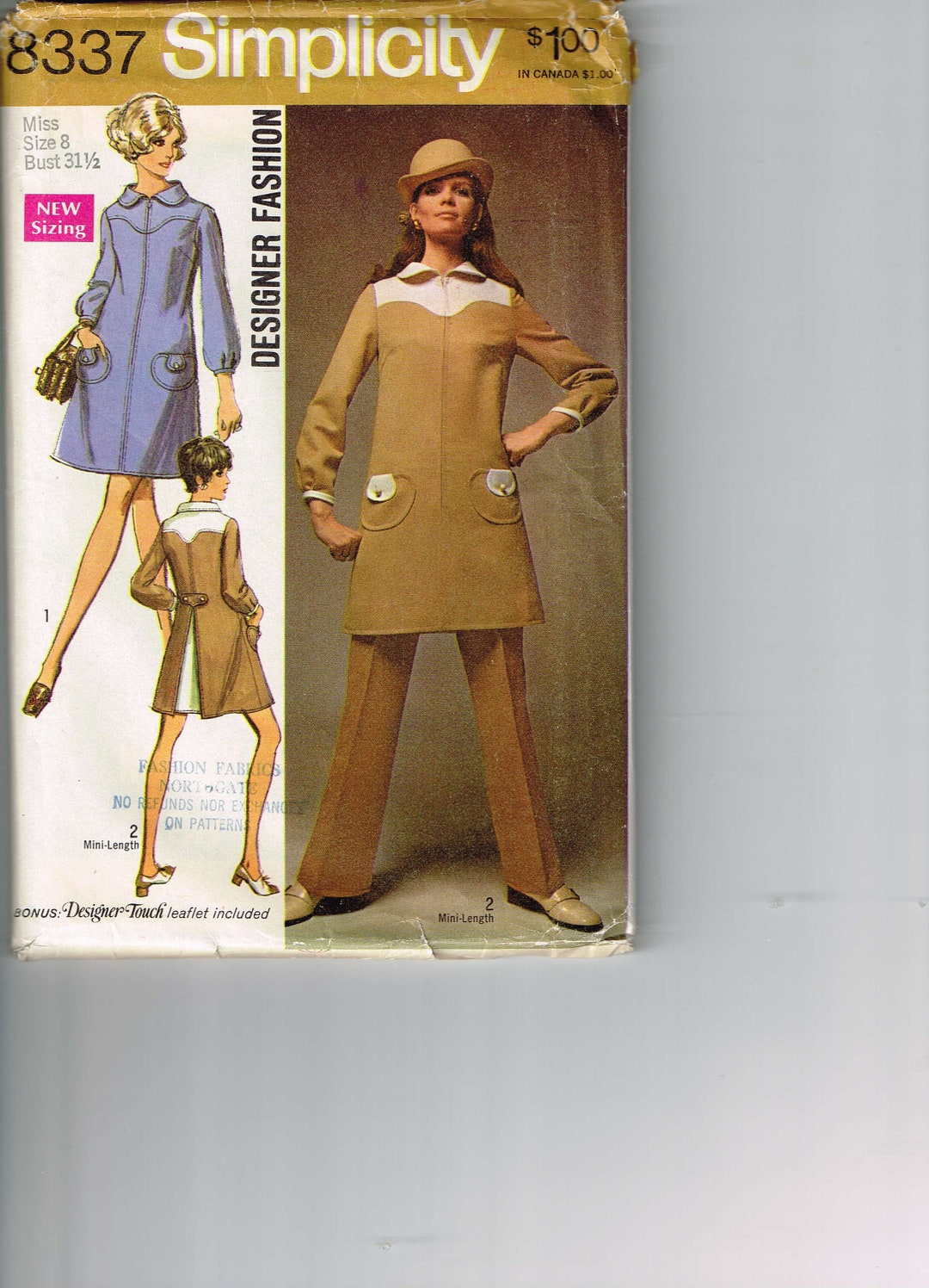 Simplicity Pattern 8337 Misses Dress in 2 Lengths and Pants Size 8 31 1 ...