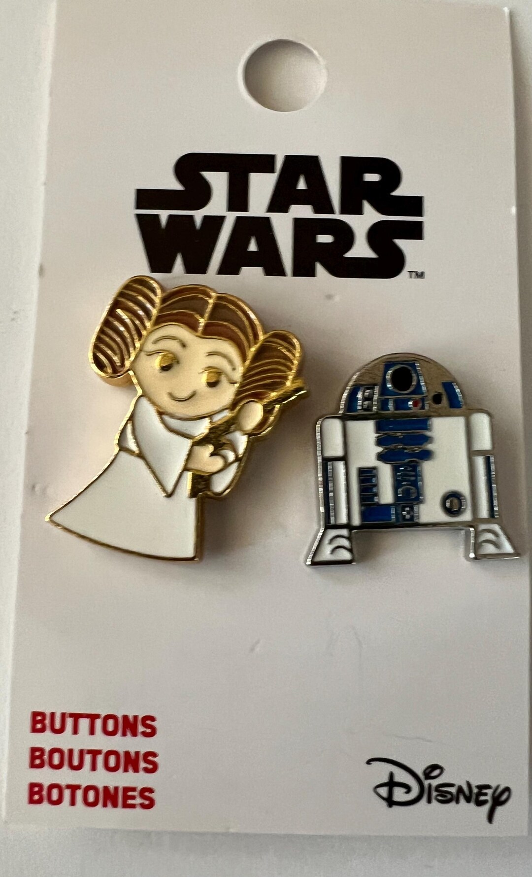 Star Wars/disney Leia Organa and R2D2 (new) Enamel Shank Buttons (2 on ...