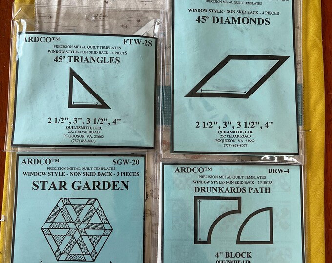 Ardco Precision Metal Quilt Templates Set of 4 45 Degree Triangles, 45 ...