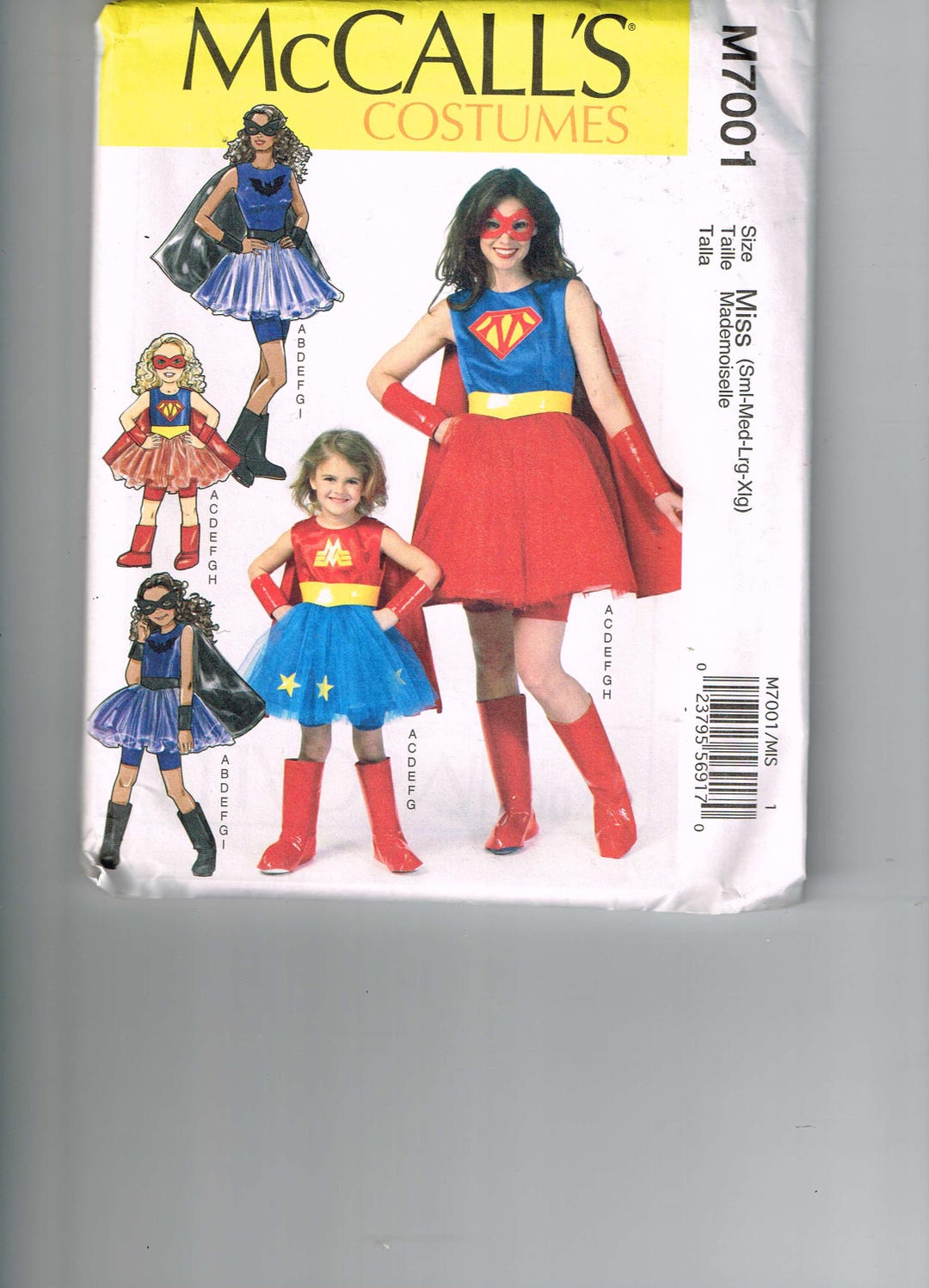 Mccall's Costume M7001 Super Hero: Wonderwoman, Batgirl or Cosplay ...