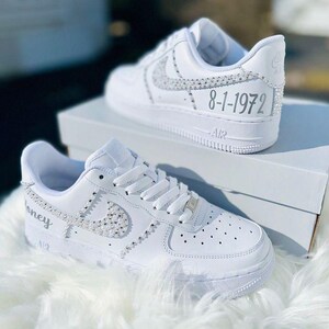 Custom Pearl & Rhinestone Wedding Sneakers: Personalized Bridal Shoes ...