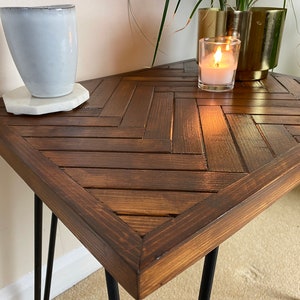 Up-cycled Herringbone Side Table With Hairpin Legs, Coffee, Table ...