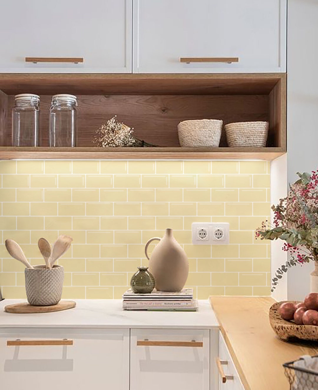 Ivory White Subway Tile Sticker Wall Tiles Decals Peel and - Etsy