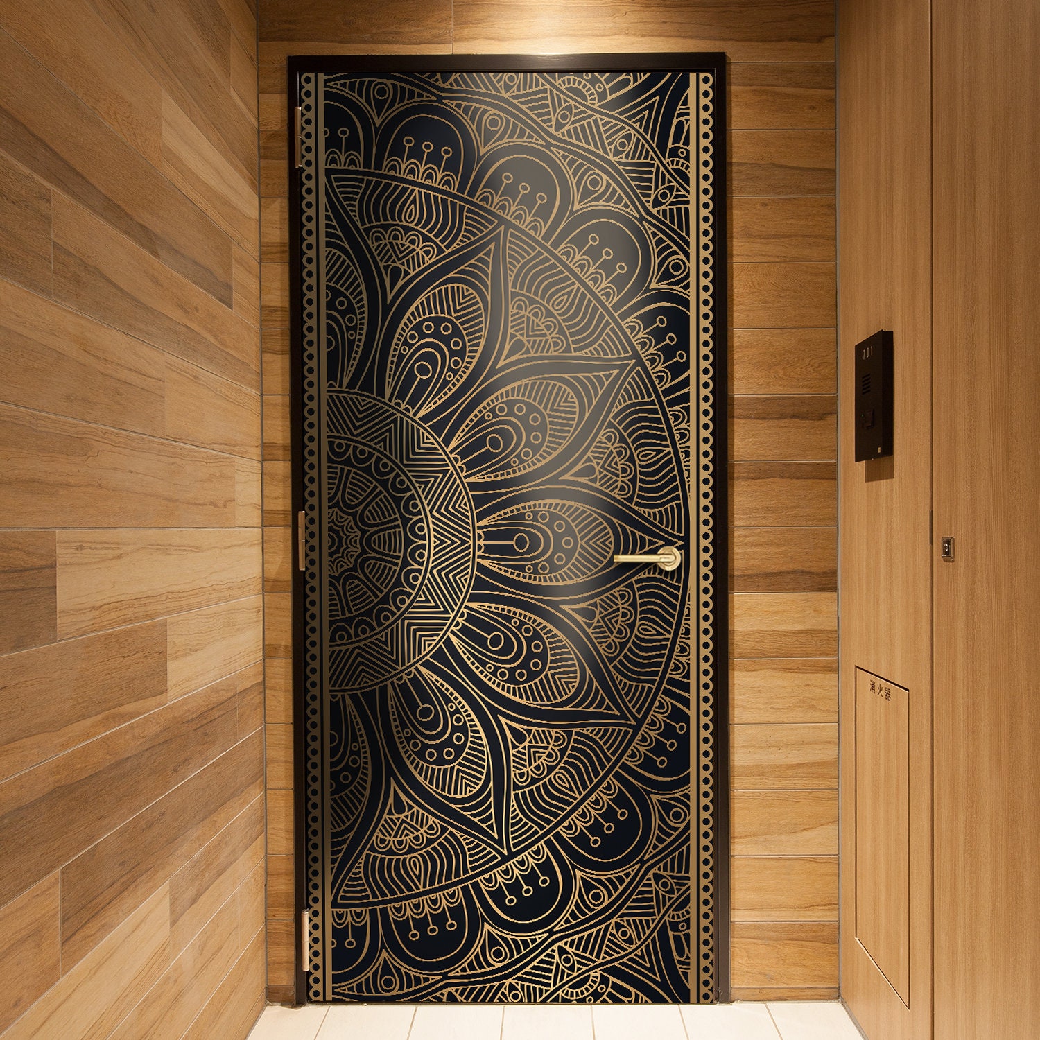 Golden Mandela Door Mural Half Mandala Door Wallpaper Peel - Etsy Australia