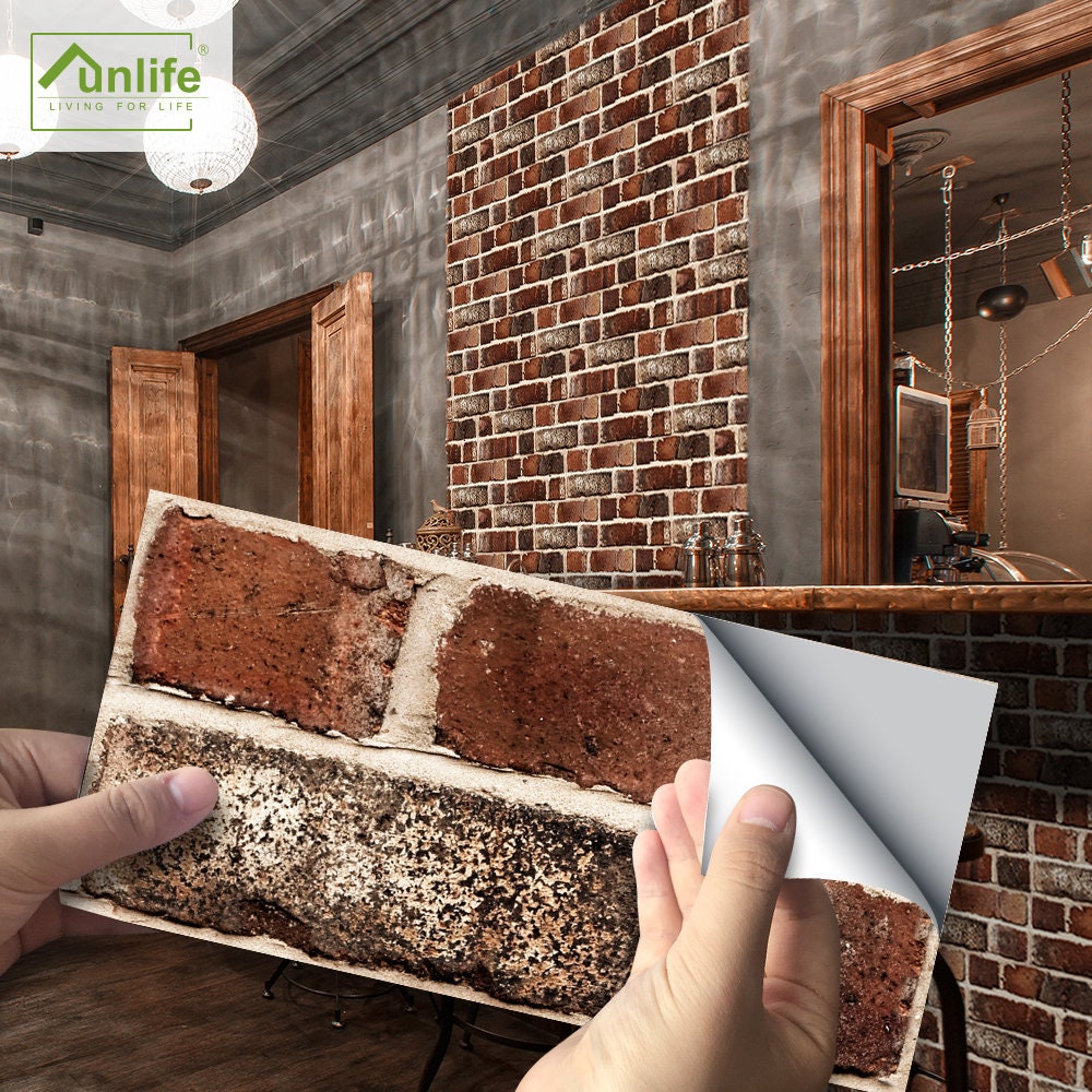 Wall Décor Home Décor Fireplace RV Bathroom 70s Vintage Rustic Red Wall ...