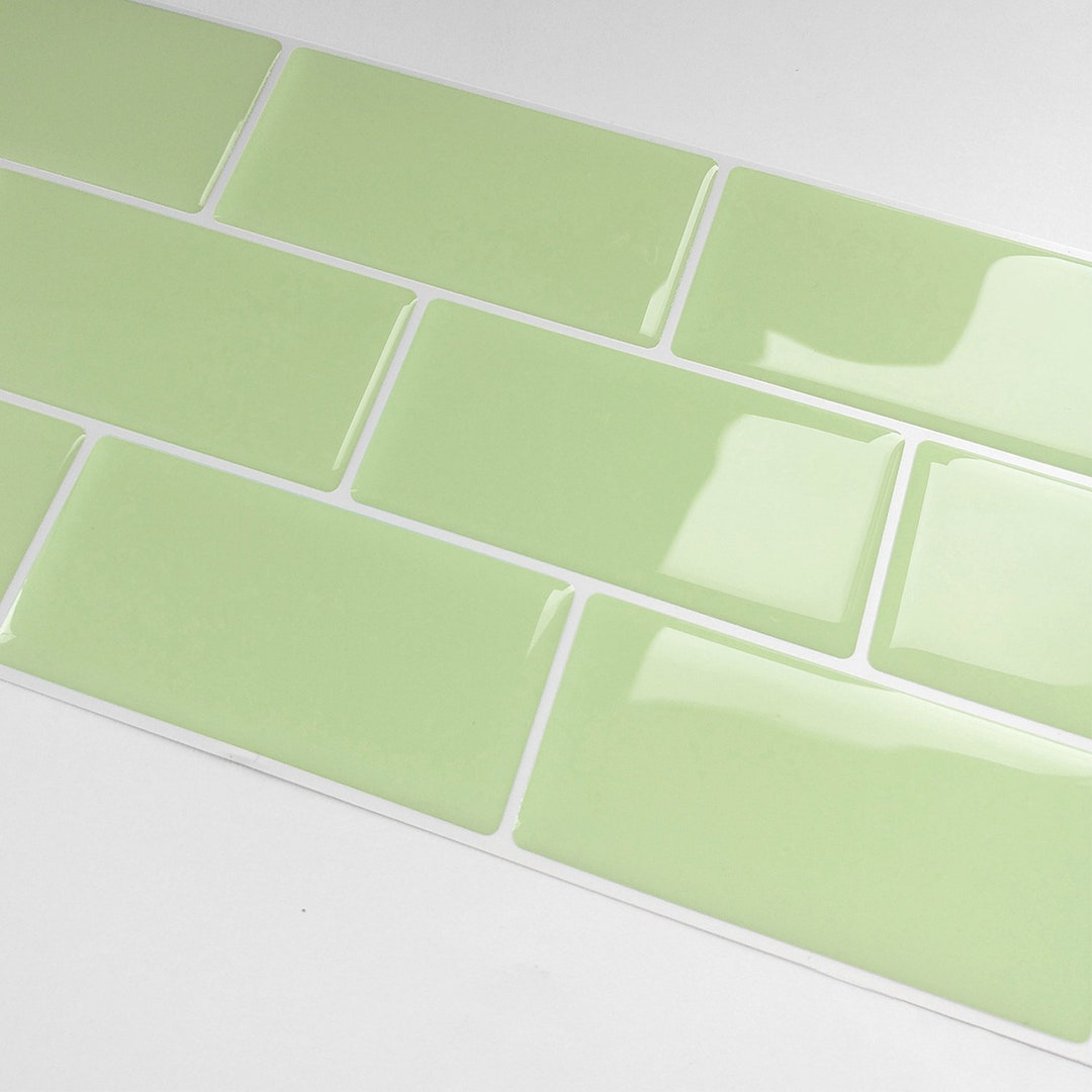 Sage Green Subway Tile Mural Wall Tile Green Peel and - Etsy