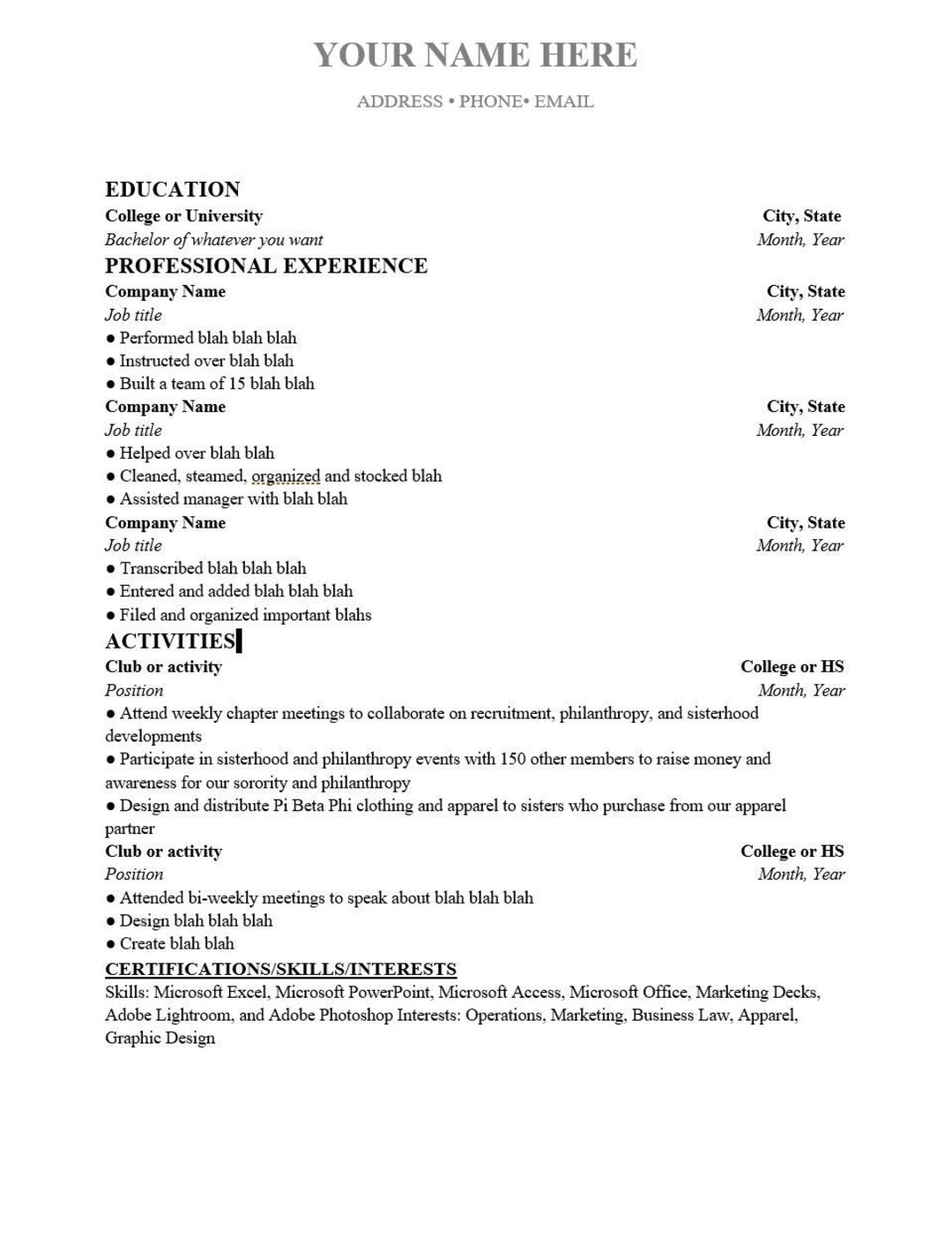 College Student Resume Template - Etsy