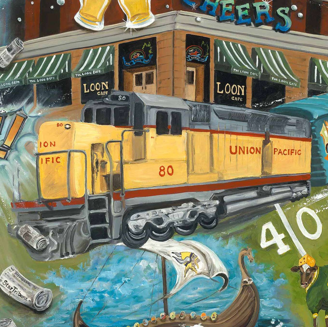 Flying Trains Colliding With Cartoon Ka-boom Giclee Wall Art - Etsy