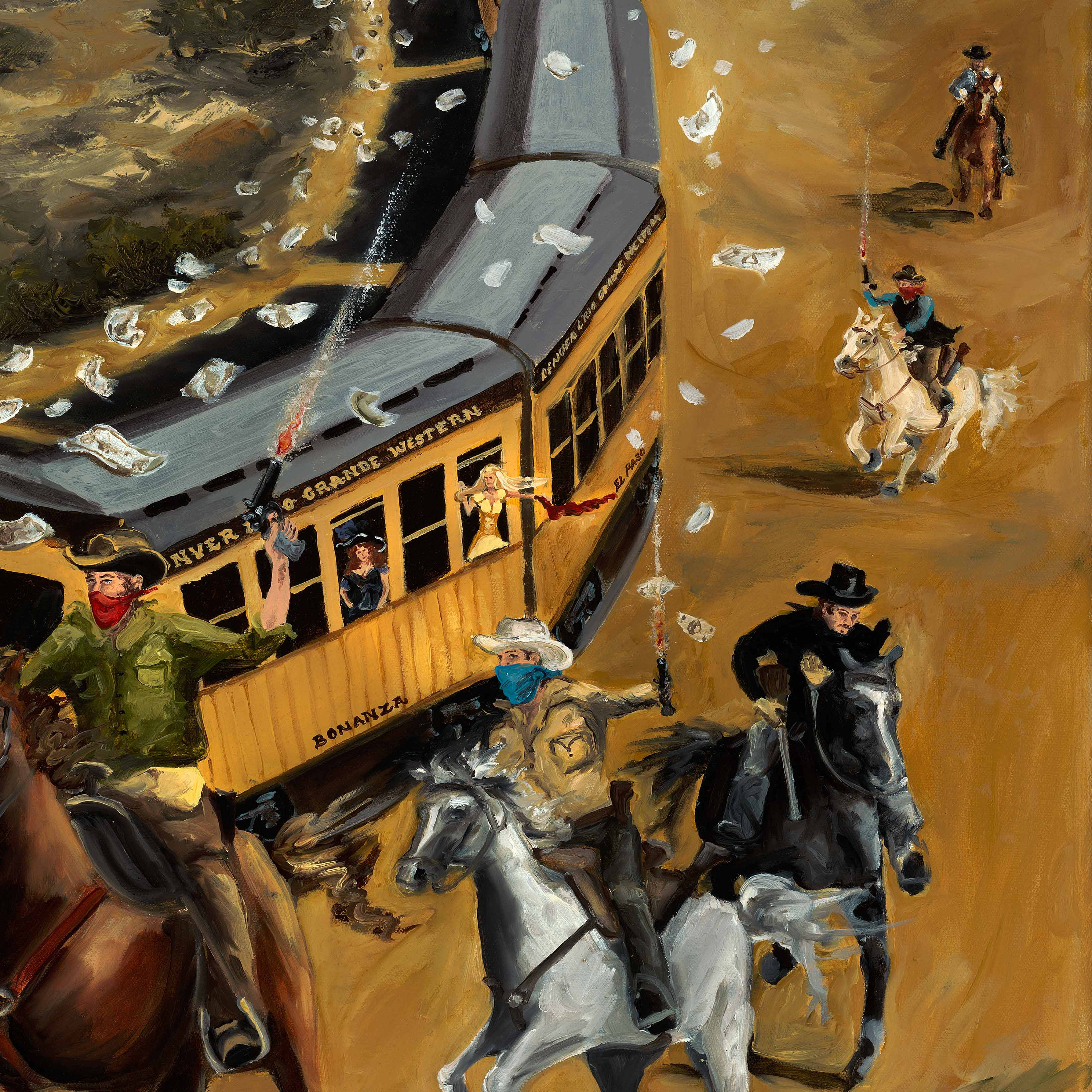 Old West Steam Locomotive Train Robbery Giclee Wall Art Print - Etsy