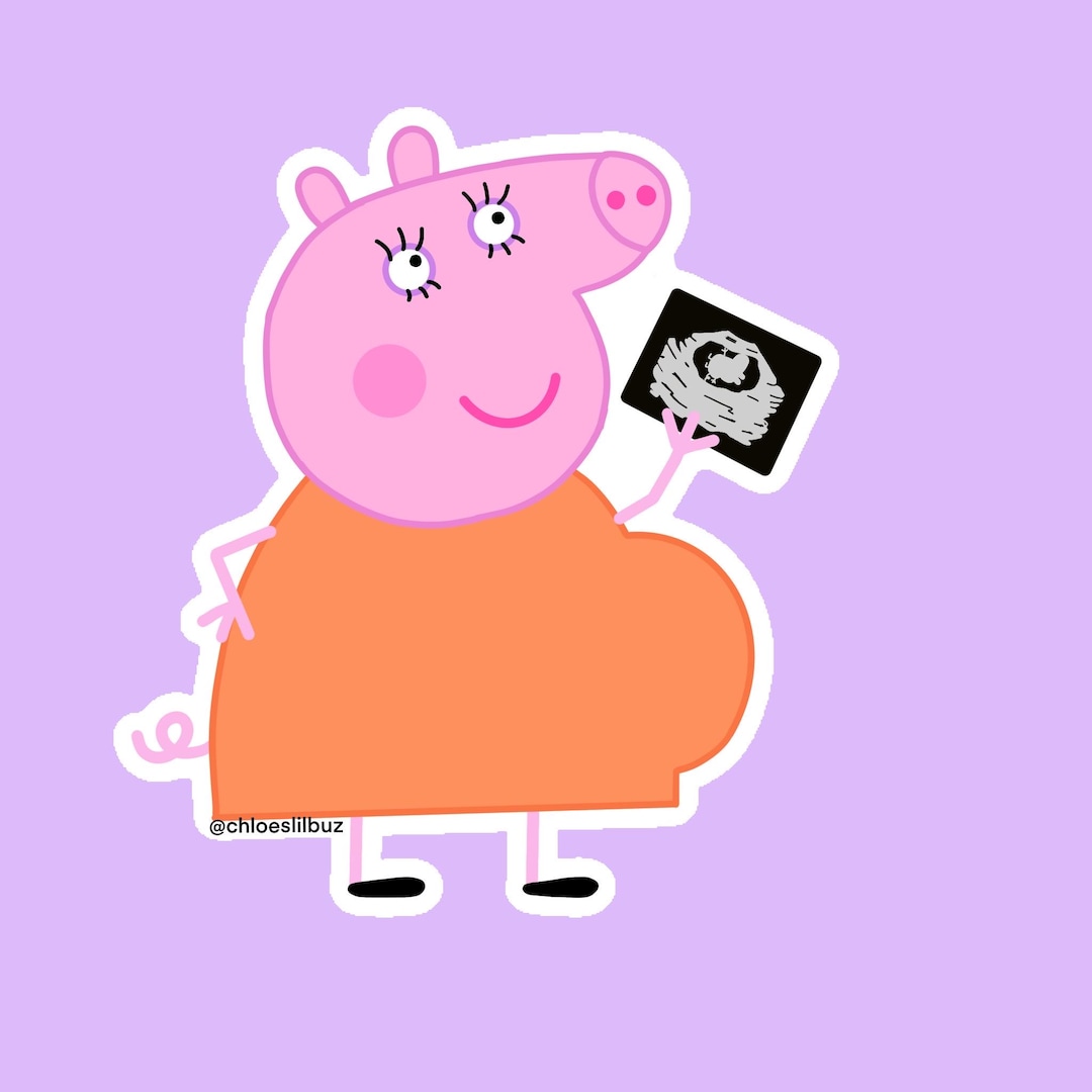 Peppa Pig Mum, Pregnant!! Cartoon Sticker - Etsy