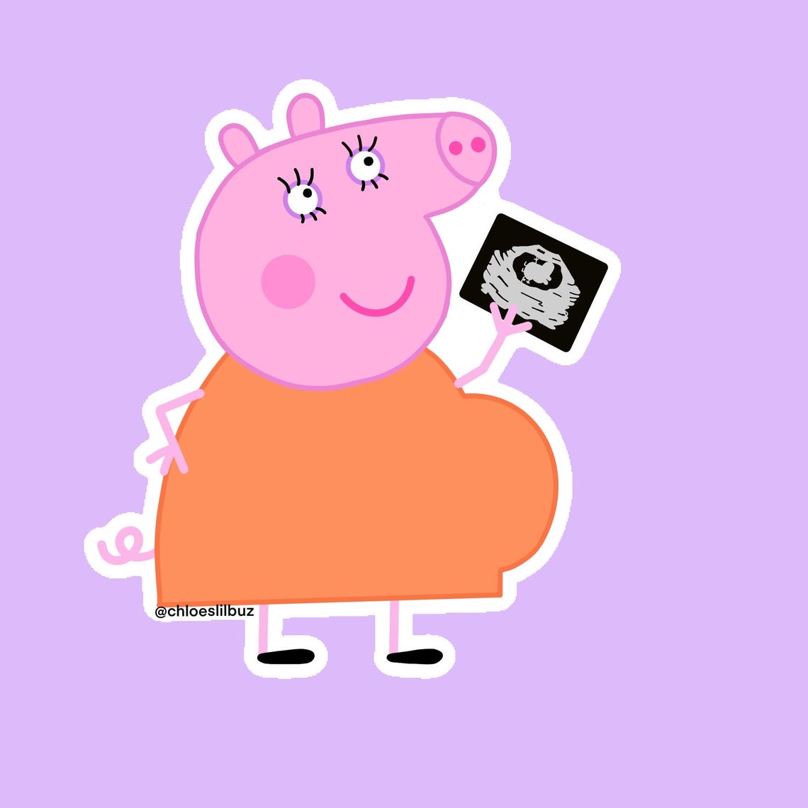 Peppa Pig Mum, Pregnant!! Cartoon Sticker - Etsy