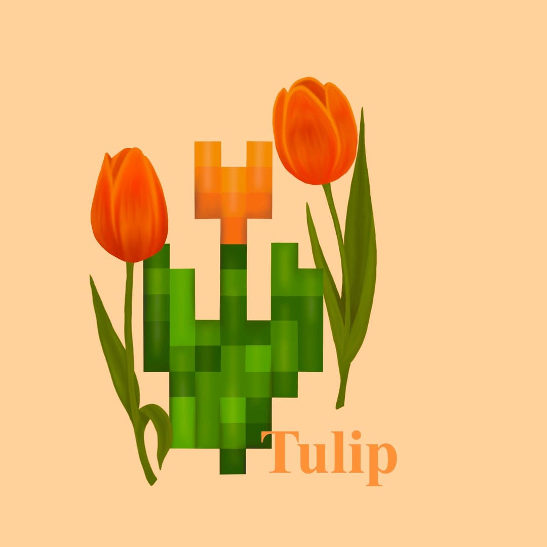 Tulip Minecraft Flower, Printable - Etsy