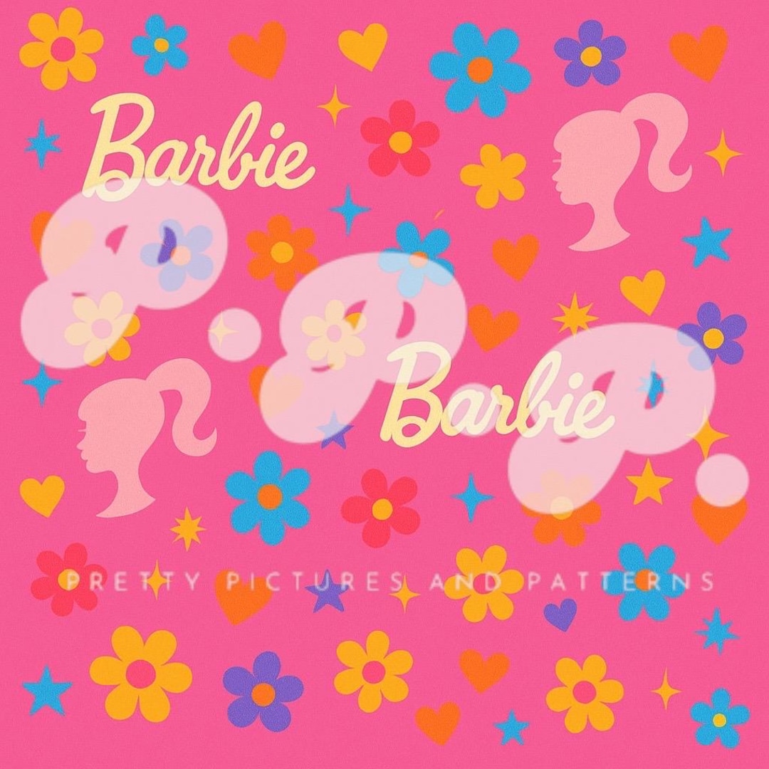 Barbie Floral Seamless Pattern | Pink Retro Flowers Digital Paper - Etsy