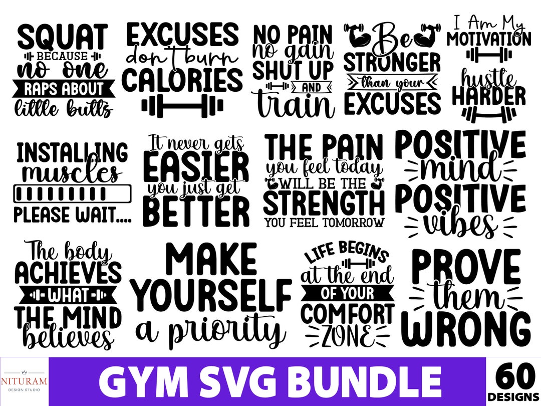 Gym Motivation Svg Bundle, Gym Svg Bundle, Workout Bundle Svg, Fitness ...