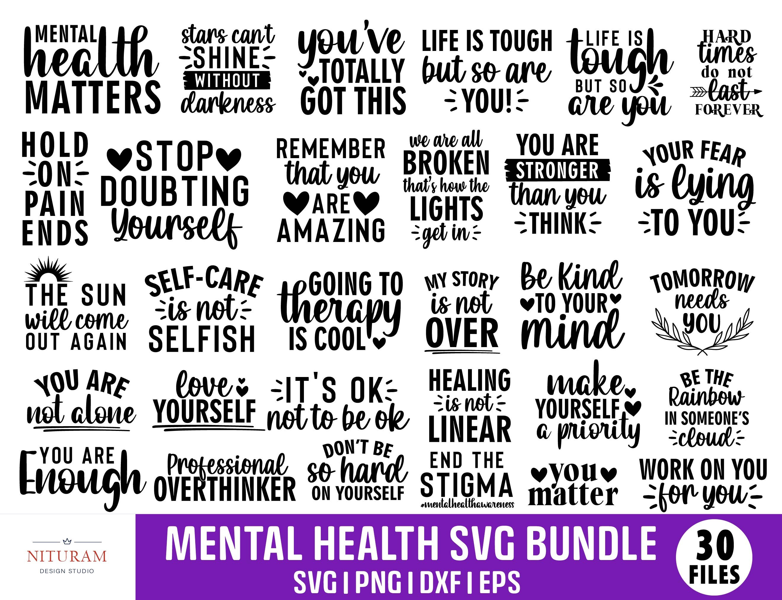 Mental Health SVG Bundle Positive SVG Mental Health Awareness - Etsy