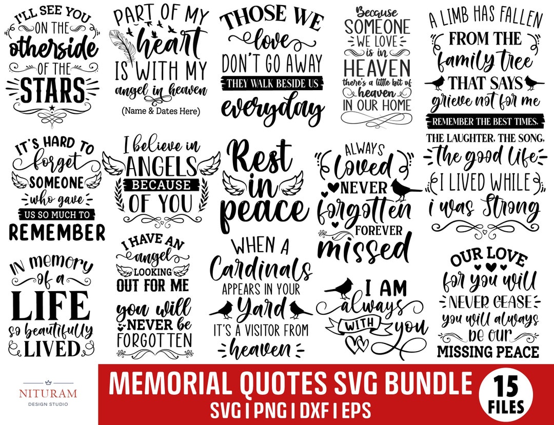Memorial SVG Bundle, Cardinal Svg, Bereavement Svg, Angel in Heaven Svg ...