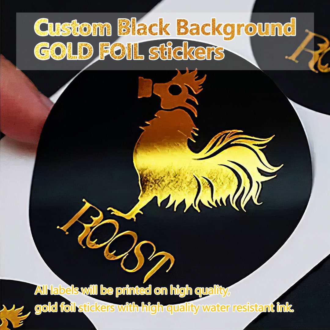 Custom Gold Metallic Stickers Black Background Gold Foil - Etsy