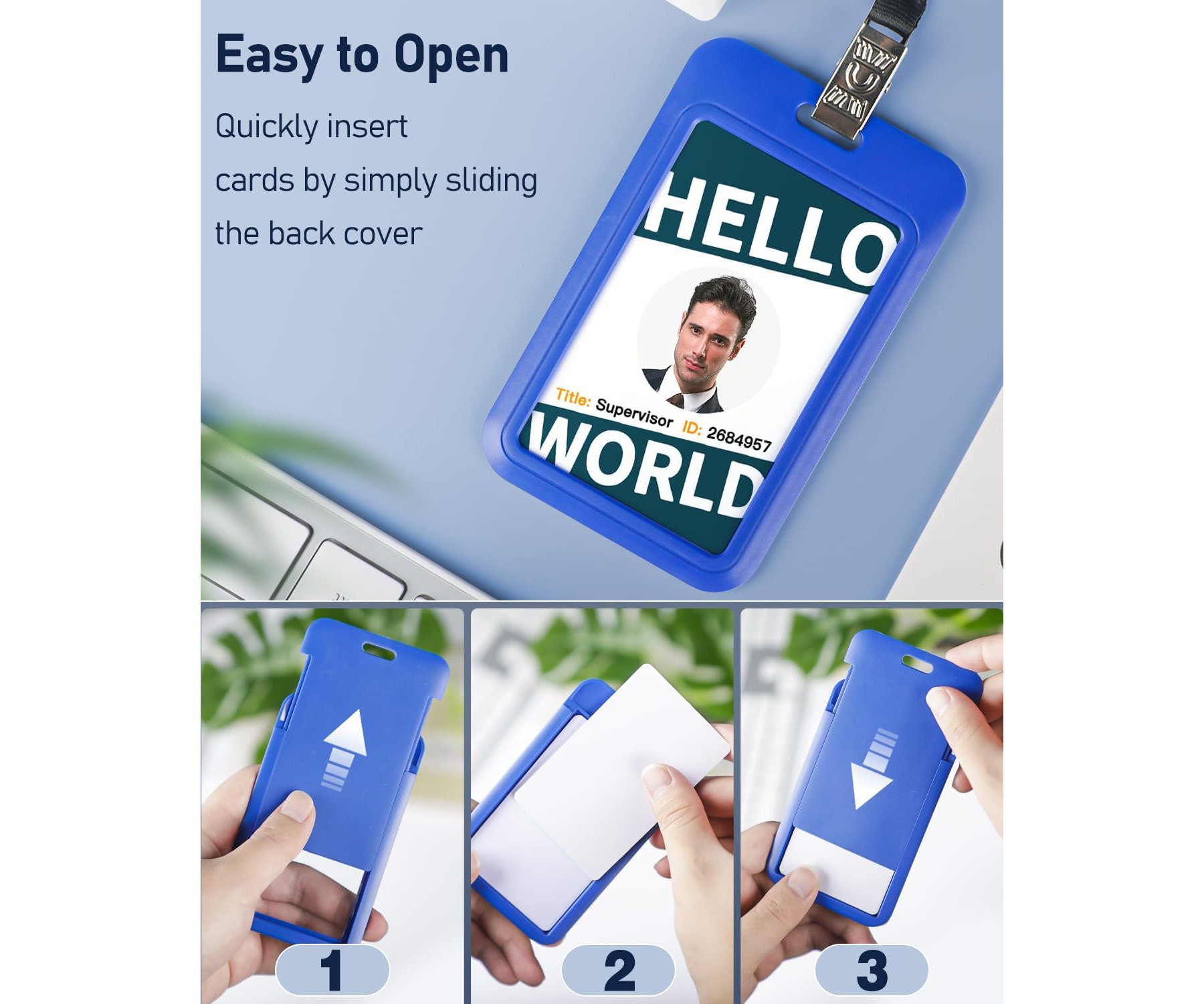 Custom Sliding Plastic ID Badge Holder,personalized Card Holder,plastic ...