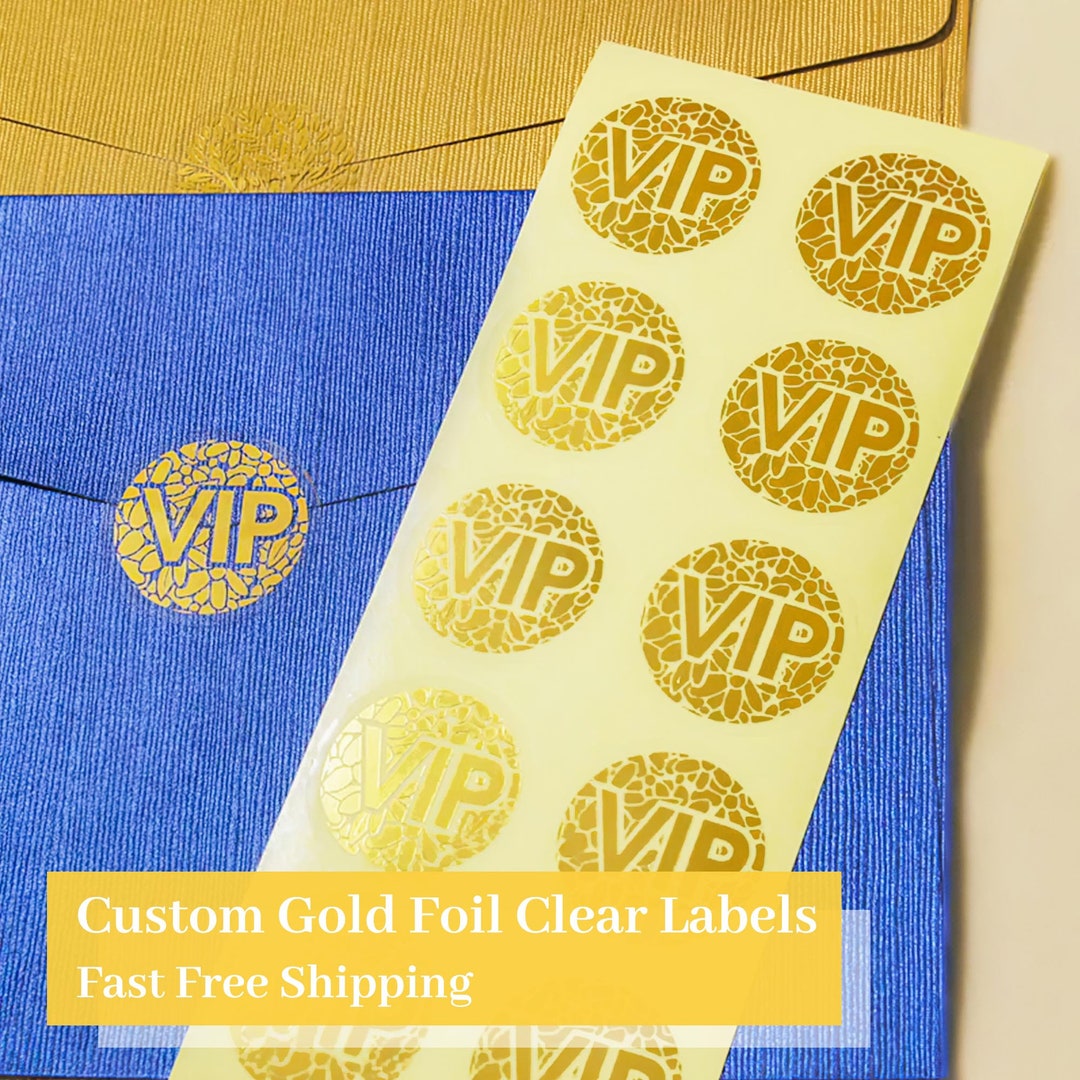 Gold Foil Transparent Stickers, Custom Labels Favors, Personalized ...