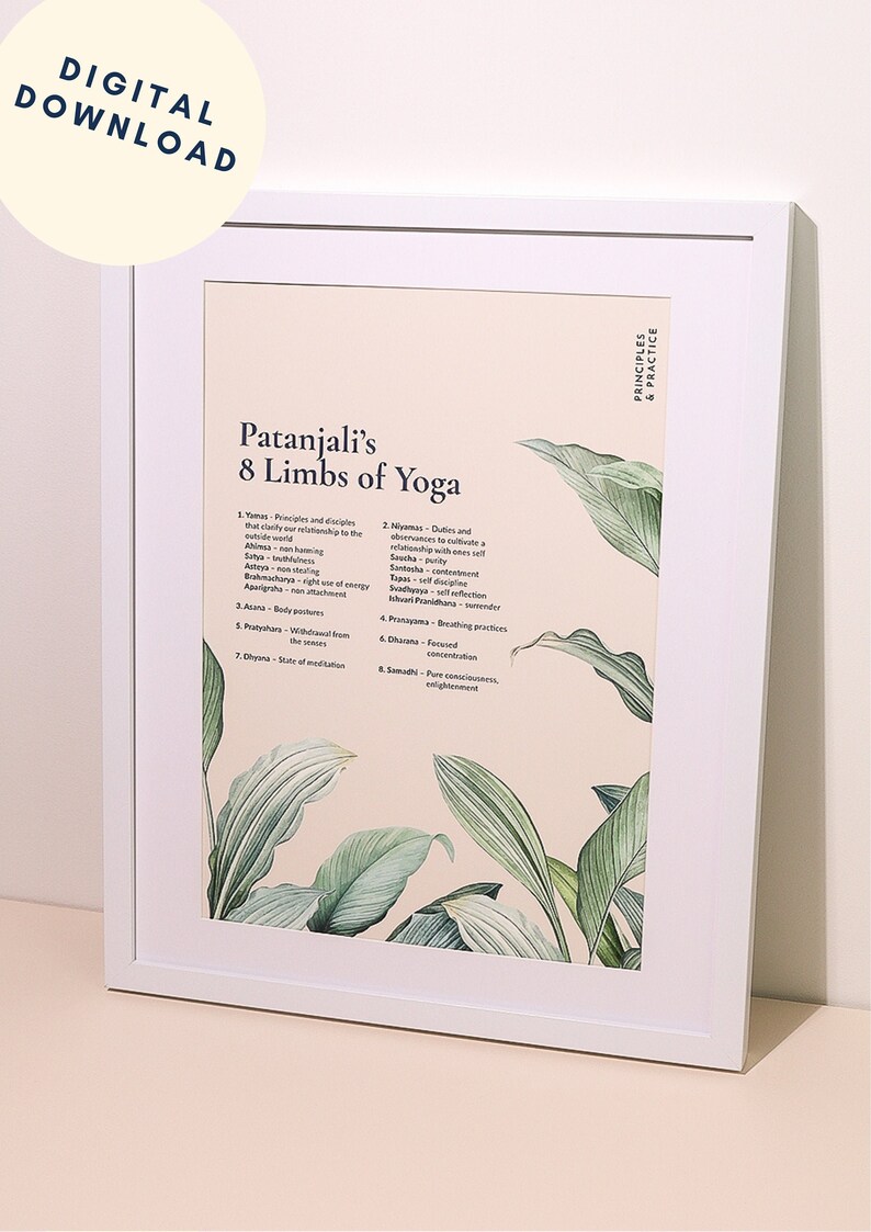 8 Limbs of Yoga Poster | Digital Download | Wall Art | Patanjali’s Yoga ...