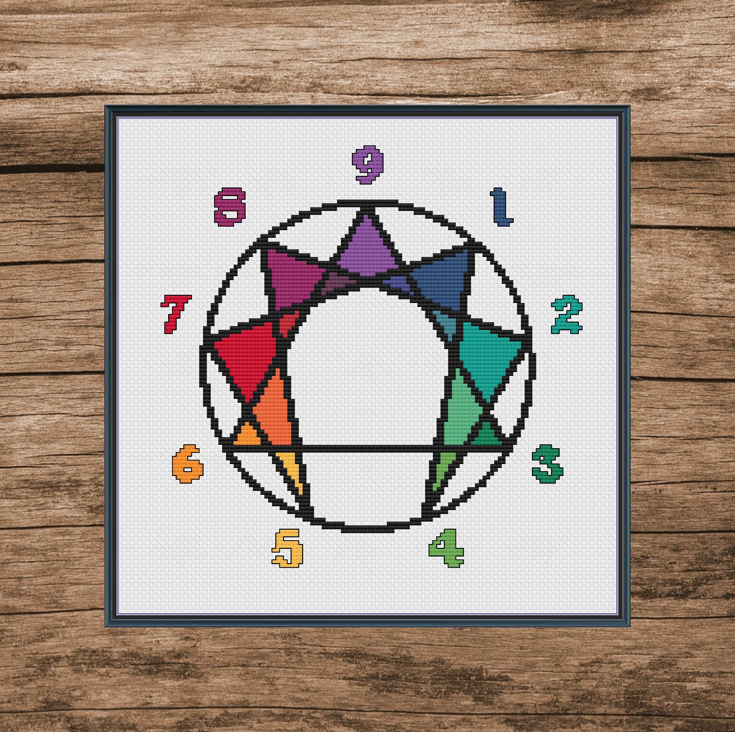 Enneagram Personality Symbol Stained Glass With Cross | Cross Stitch ...