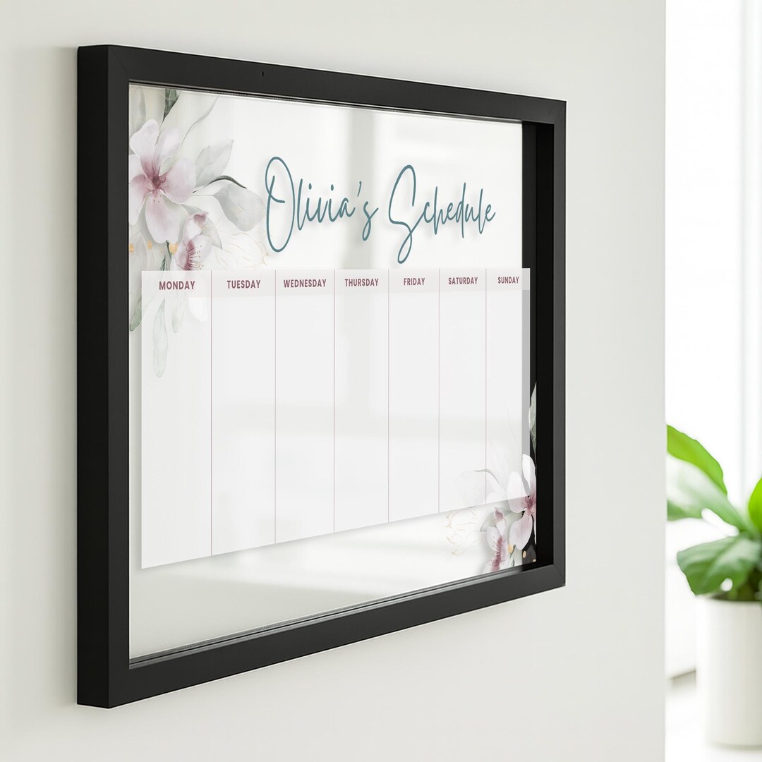 Personalized Kids Acrylic Weekly Planner With Frame – Dry Erase ...